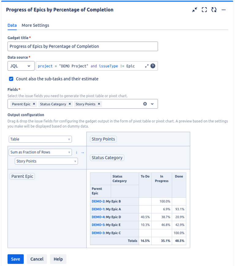 How to display the progress of Epics, Initiatives and Themes in Jira or ...